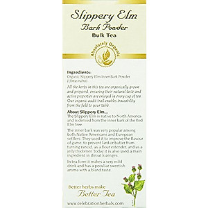 Celebration Herbals Slippery Elm Bark Powder Loose Pack Tea Caffeine Free, 40g