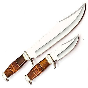 UK UNIQUE SHARP KNIVES J2 Stainless Steel BK-3059 Handmade 2PCS Hunting Knife -Beautiful Rose Wood Handle