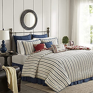 Madison Park Lucy 100% Cotton Reversible Duvet Set Beautiful Floral Pattern, Ruffle Border Design All Season, Breathable Comforter Cover Bedding, Matching Shams, Queen(90"x90"), Red 9 Piece