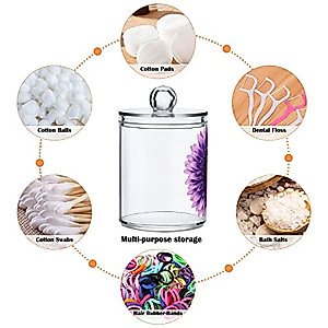 Sletend 2 Pack Plastic Qtips Holder Purple Chrysanthemum Bathroom Container Storage Holder Vanity Canister Jar for Cotton Swabs,Bath Salts,Makeup Sponges,Hair Accessories