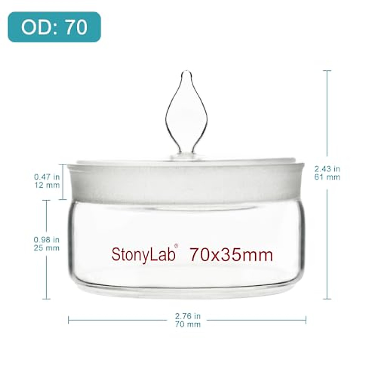 stonylab Low Form Weighing Bottle, Borosilicate Glass Weighing Bottle with Ground Stopper for Lab Use, 70 mm Diameter, 35 mm Height