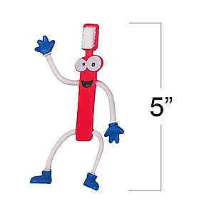 ArtCreativity Bendable Toothbrush Figures, Set of 12, Bendable Toys for Kids, Party Favors for Boys & Girls, Stress Relief Fidget Toys for Kids & Adults, Dentist Office Giveaways, and Pinata Fillers