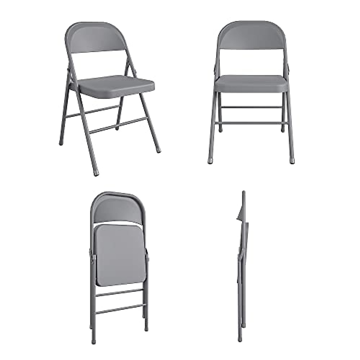 CoscoProducts COSCO All- Steel Folding Chair, 4-Pack, Gray