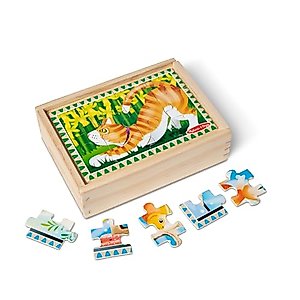 Melissa & Doug Pets 4-in-1 Wooden Jigsaw Puzzles in a Storage Box (48 pcs) - FSC Certified