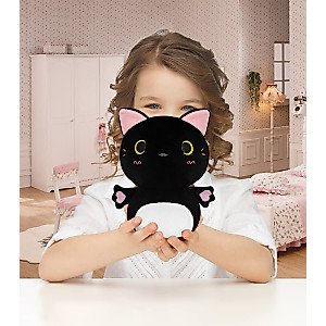 Rdyhqwp 8Inch Black Cat Cute Plush Toy, Stuffed Animals Plushies Soft Squishy Cat Pillow for Kids, Christmas Birthday Gift for Boys and Girls