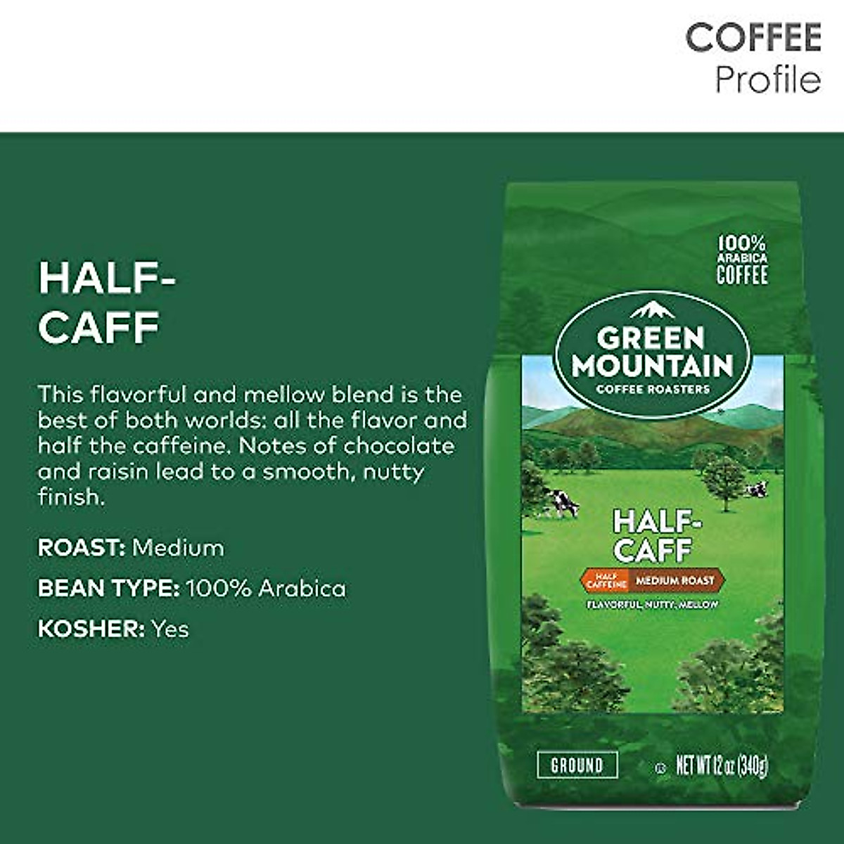 Green Mountain Coffee Roasters Half-Caff, 12 oz. Ground