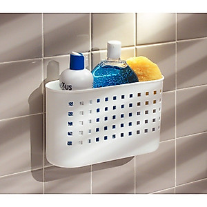 iDesign Suction Bathroom Shower Caddy Basket for Shampoo, Conditioner, Soap - White