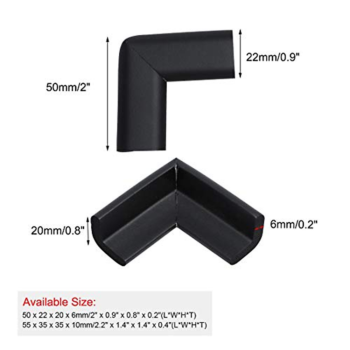 uxcell 5 Pack Foam Furniture Table Desk Edge Cover Pads Protectors Corner Cushions Bumper Guards 50 x 22 x 20 x 6mm Black