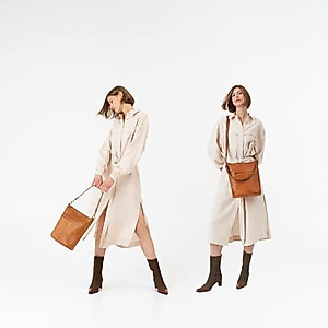 BERLINER BAGS Vintage Leather Shoulder Bag Sofia, Two Strap Crossbody Handbag for Women - Brown