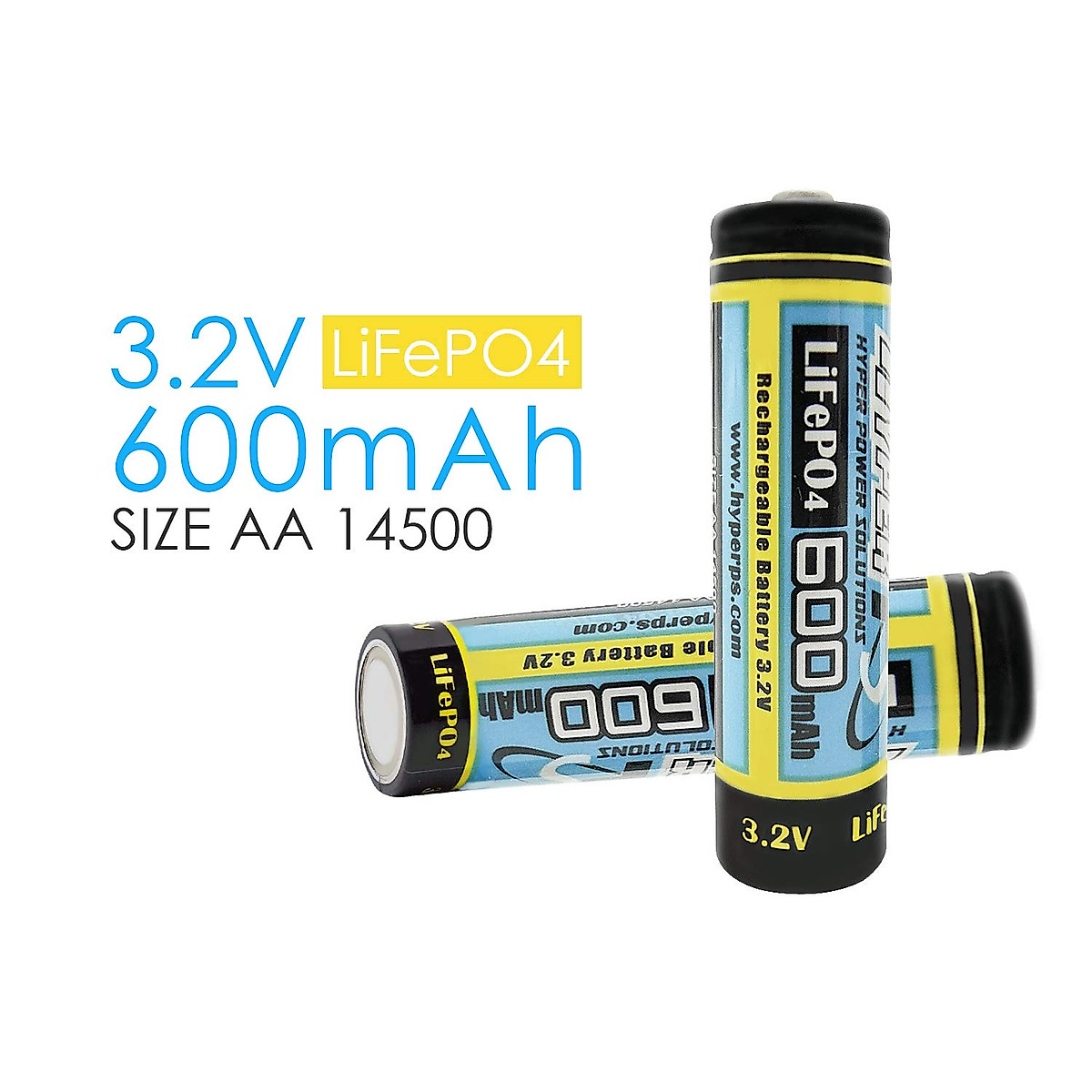 HYPERPS 3.2V AA 600mAh Rechargeable Battery for Solar Panel Light, Tooth Brush, Shaver, Flashlight (6-Pack)