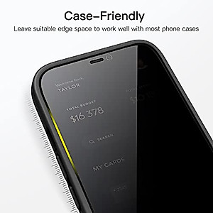 JETech Privacy Full Coverage Screen Protector for iPhone 12 Pro Max 6.7-Inch, Anti-Spy Tempered Glass Film, Edge to Edge Protection Case-Friendly, 2-Pack