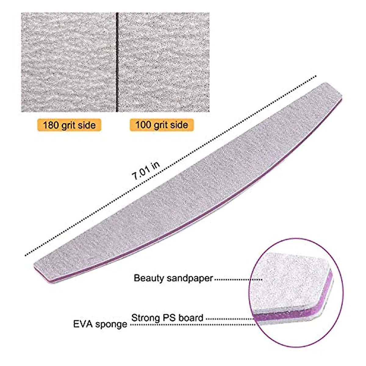 15 PCS Nail Files and Sanding Buffers Set - Sanluba Professional Manicure Tool 100 180 Grit Emery Boards 3 Sided Coarse Buffing Block 60/80 for Gel Acrylic Nails for Natural Nail Purple