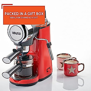 Imusa 4 Cup Epic Electric Espresso/Cappuccino Maker (Cafe Cubano, Cortadito, Colada, Cafe con Leche), Red