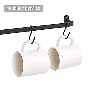 Dahey Mug Holder Wall Mount, Metal Coffee Mug Rack Hanger with 10 Mug Hooks, Mug Display Rack Rustic Utensil Cups Storage Organizer for Kitchen Dining Room Coffee Bar, Set of 2, Black