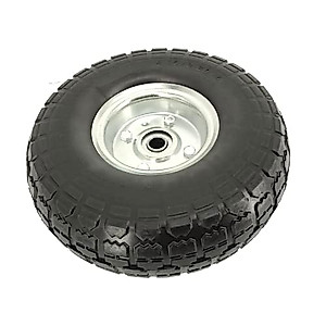 MaxxHaul 50501 Diameter 10" Flat Free All Purpose Tire with 5/8" Ball Bearing Axle Bore Dia, 10 inch, Black