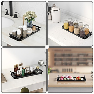 FEILERN Toilet Paper Basket, Stainless Steel Toilet Tank Tray with Handle for Organizing - Toilet Paper Basket Storage for Toilet Tank, Bathroom, Kitchen Counter (Black)