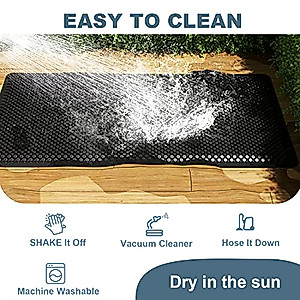 ESTHELLO Door Mat, Silicone Front Door Welcome Doormat, Non Slip Rugs for Indoor Outdoor, Machine Washable Low Profile Entrance Mat, Black Quick Dry Floor Mat Rugs for Kitchen Bedroom Restroom