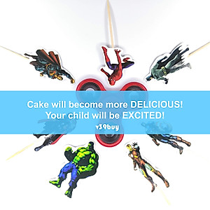 v39buy 28pcs Superhero Cupcake Toppers - Cake Toppers For Children Birthday Party Decoration Supplies - 7 Designs Made Of Cardboard And Toothpick