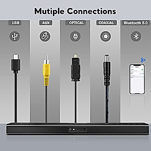 Sound Bars for TV, OXS 4 Speakers TV Sound Bar, Deep Bass, Bluetooth 5.0 Compact Soundbar, 80 Watts, Easy Setup with Mount Kit, 3D Surround Stereo Sound for Home Theater