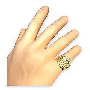 19 MM WIDE TWO TONE ROUND GREEK BEAUTY LADY MEDUSA RING REAL 10K YELLOW GOLD SG4533