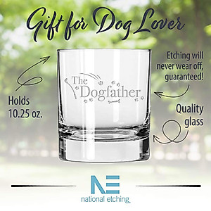 National Etching Dog Lover Gifts - The Dogfather - Whiskey Glass For Dog Dads