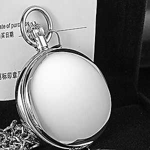 OGLE Vintage Waterproof Mirror Chain Black Fob Self Winding Automatic Skeleton Mechanical Waterproof Pocket Watch