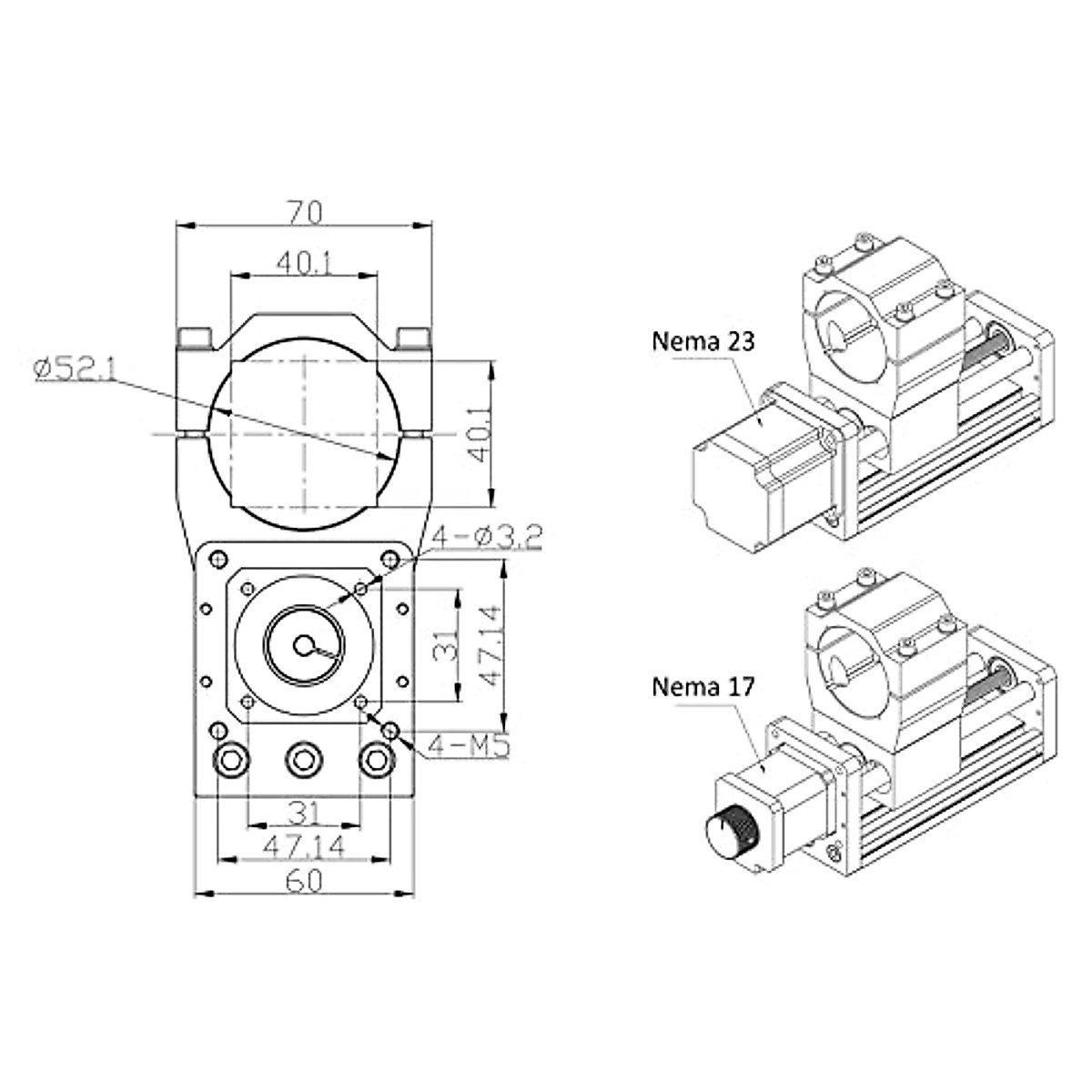 ANNOYTOOLS CNC Aluminum Z Axis Spindle Motor Mount,85mm Stroke,300-500W Spindle Holder,52mm Diameter for 3018 Pro/3018-PROVer/3018-MAX