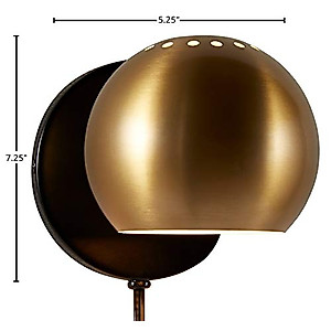 Amazon Brand – Rivet Mid Century Modern Wall Mounted Plug-In Sconce, 7.25"H, Gold