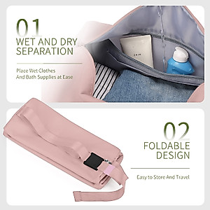 Small Gym Bag for Women Waterproof Workout Bags Mini Duffle Bag for Men Sports Bag Dance Bag Cute Yoga Exercise Bag with Wet Pocket for Exercise Camping Swiming Beach Yoga Dance Pink