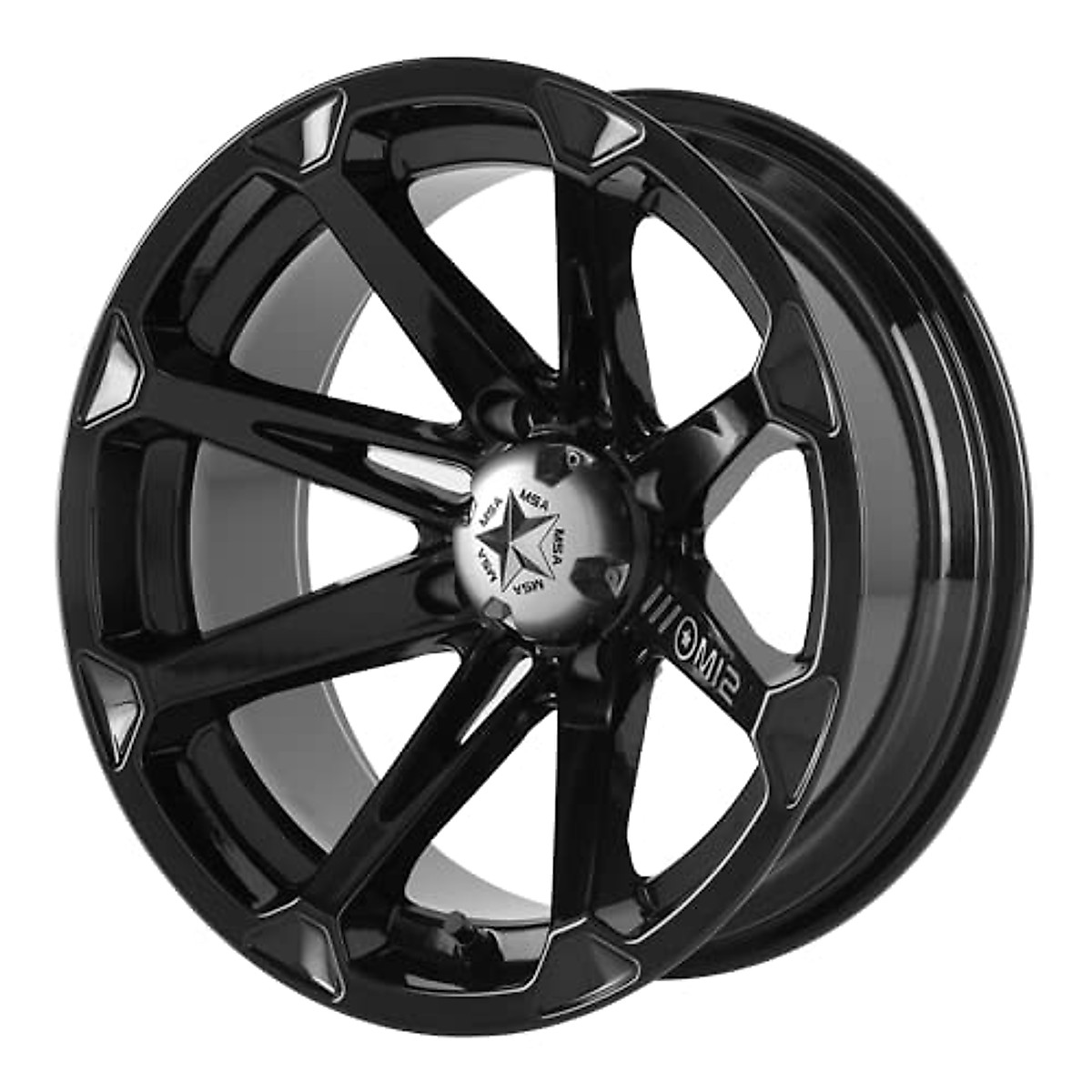 Powersports Bundle Full Set Of MSA M12 Diesel 15x7 4/137 10MM Wheels, Gloss Black