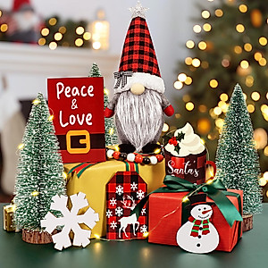 13 Pc Christmas Gnome Plush Tiered Tray Decor Set - Holiday Table Decorations for Home Kitchen Party