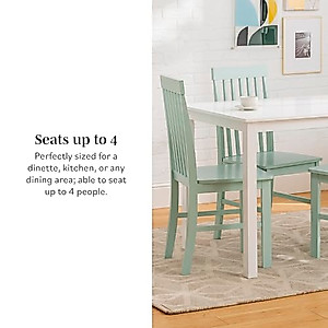 Walker Edison 4 Person Modern Farmhouse Wood Small Dining Table Dining Room Kitchen Table Set 4 Chairs Set, 48 Inch, White and Grey