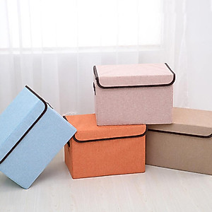 Vmotor Storage Bins, Foldable Storage Box Cube Chest with Lids and Handles Fabric Storage Basket Bin Organizer Collapsible Drawers Containers for Nursery, Closet, Bedroom, Home(Orange,2 Pack)