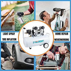 Limodot Air Compressor, Ultra Quiet Air Compressor, Only 68dB, 8 Gallon Durable Steel Air Tank, 2.8CFM @ 90PSI, Oil-Free, Ideal For Shop, Garage, Car, Pneumatic Tool, 1.2 HP