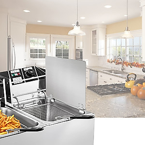 Stainless Steel Commercial Deep Fryer Splash Guard 20-1/2" W X 18" H Side Splash Universal fit clips stop oil from splattering, pack of 2