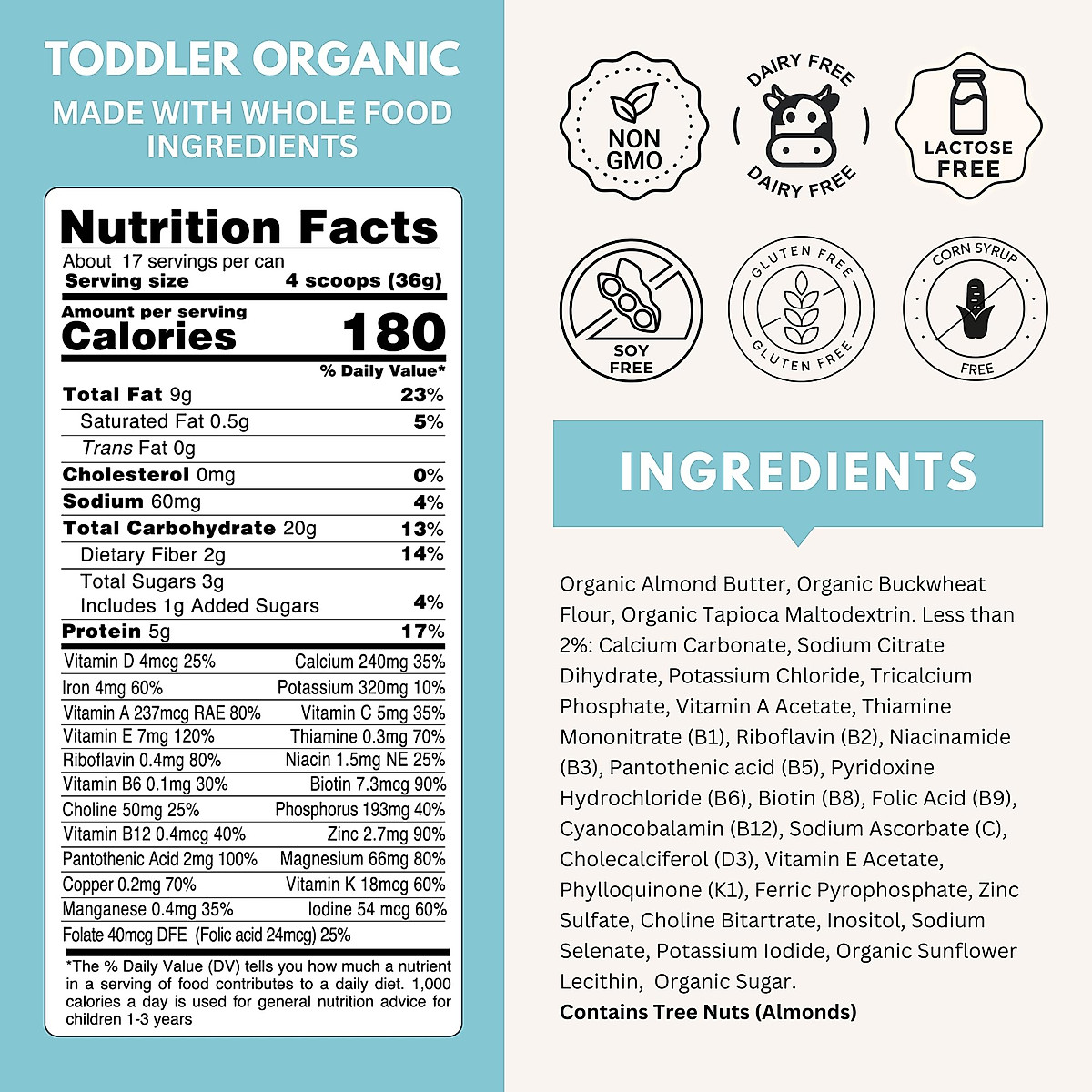 Else Nutrition Toddler Formula 12-36 mo., Plant Based Toddler Nutritional Drink - Soy & Dairy Free, Lactose Free - Complete Baby Formula (12-36 mo.), Protein Powder w/ 20+ Vitamins (22oz, 2-Pack)