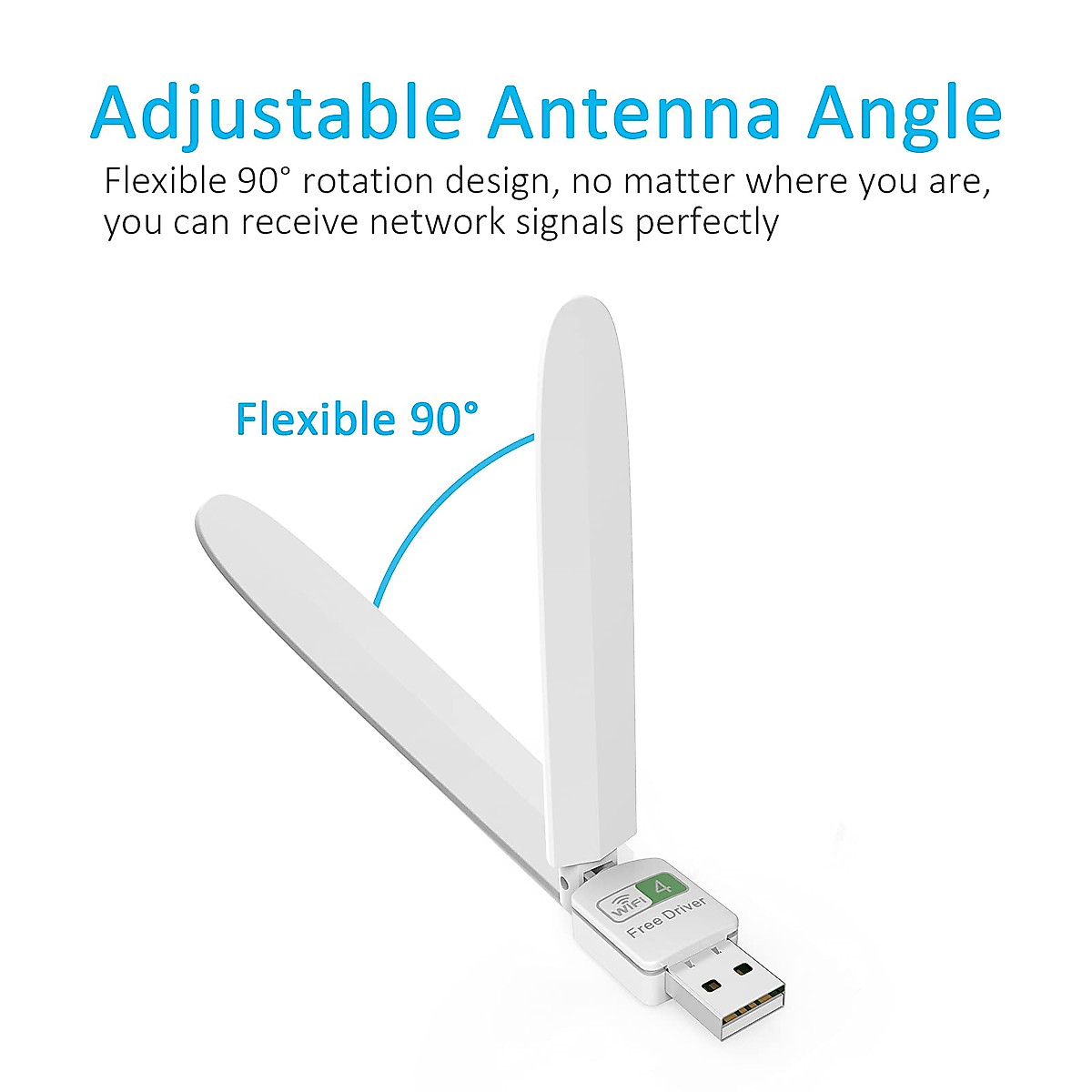 PIX-LINK Driver-Free USB WiFi Adapter, Dual-Frequency 2.4, WiFi USB, 150m WiFi Adapter for Desktop, WiFi dongle, Compatible with WIN7/8/10/Vista