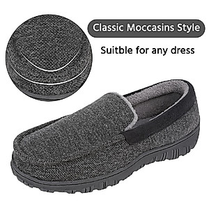 Bigwow Moccasin Slippers for Men Memory Foam House Shoes Indoor Outdoor Comfort Mens Moccasin Slippers Size 11 Grey