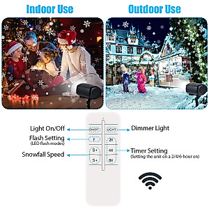 Snowflake Projector Lights Outdoor with Remote Control, Christmas Snowflake Projector Lights, IP65 Waterproof Snowfall Landscape Light Christmas Projector Gift for Holiday Friend Garden