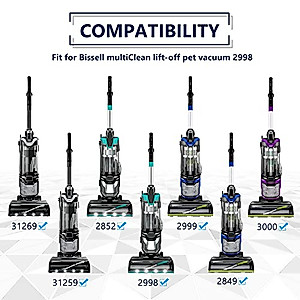 KEEPOW 2998 Replacement Filter Compatible with Bissell MultiClean Lift-Off Pet Vacuum 2998 31259 2999 2849 3000 3057 28492 3399 2852 31269 3125W, Part# 1625641