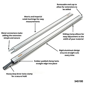 BORA 100" WTX Clamp Edge and Saw Plate Set for Woodworking, Contractors, Carpenters and DIY, Guide for Circular Saws, 100 Inch Cutting Length | 545106K
