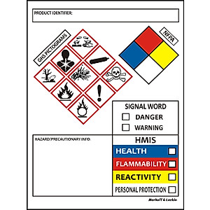 SDS OSHA Data Labels for Chemical Safety 4 x 3 Inches | Roll of 250 MSDS Stickers with GHS Pictograms & Perforated Edges for Easy Separating | HMIS & Hazard Compliant | Secondary Containers