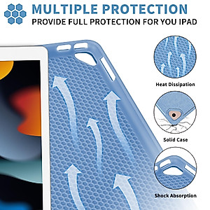 KBCASE Keyboard Case for iPad 9th/8th/7th Generation 2021/2020/2019, Compatible with iPad Air 3/Pro 10.5, Detachable Bluetooth Keyboard Case with Pencil Holder (Sky Blue)
