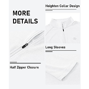 MoFiz Golf Shirt for Women Long Sleeves UV Protection Zip-up Female Biking Shirt Womens Daily Wear Tops White L