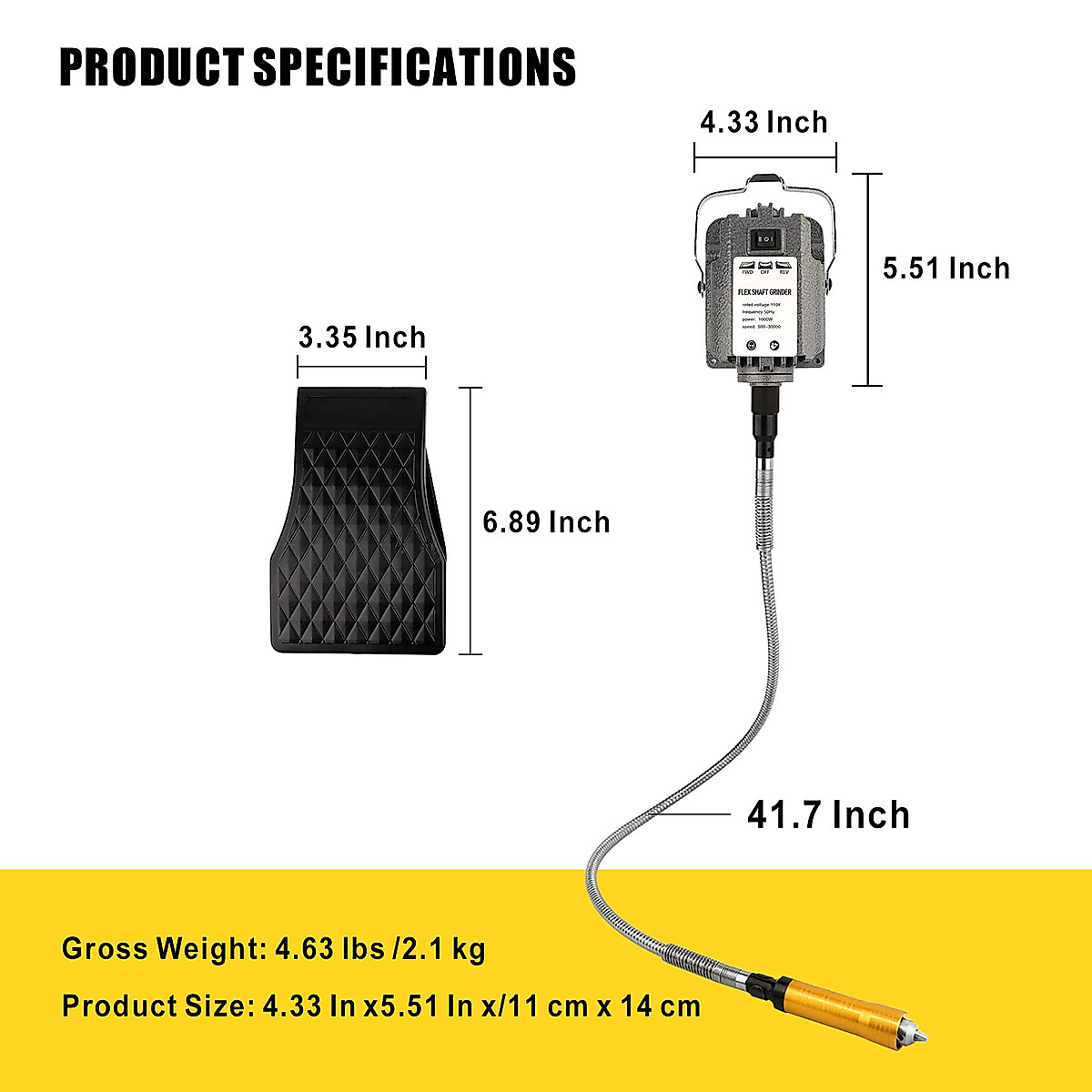 ATOLS 1000W Flex Shaft Rotary Tool Electric Hanging Grinder Carver,Electric Multi-function Metalworking Tools Repair Kit,Foot Pedal Control,Metal Flexible Shaft,Suitable for Carving, Buffing,30000 RPM