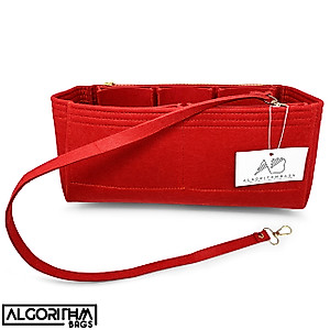 AlgorithmBags designed for Louis Vuitton LV Graceful, Purse Organizer Insert with zippers, 3mm Felt Shaper Liner Divider Protector (Red, PM)