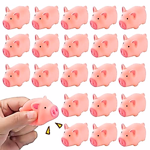 HAKACC 20 PCS mini Rubber Pig Baby Bath Toys Pink Rubber Screaming Sound Piggie Party Favors for Kids
