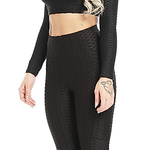 SEASUM Women's High Waist Yoga Pants Tummy Control Slimming Booty Leggings Workout Running Butt Lift Tights L