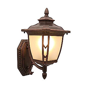 PEHUB 26 * 37cm Outdoor Sconce Wall Lantern Vintage Patio Wall Mounted Light with Glass Shade for Exterior House Porch Garden IP54 Rated E27 Exterior Light Fixture