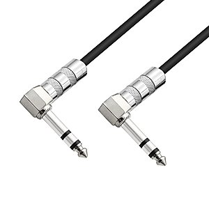 PNGKNYOCN 1/4 inch TRS Cable Right Angle 6.35mm Male to 6.35mm Male 90 Degree Stereo Audio Extension Cable for Guitar,Amplifiers, Mixers,Microphones,Etc （50cm）